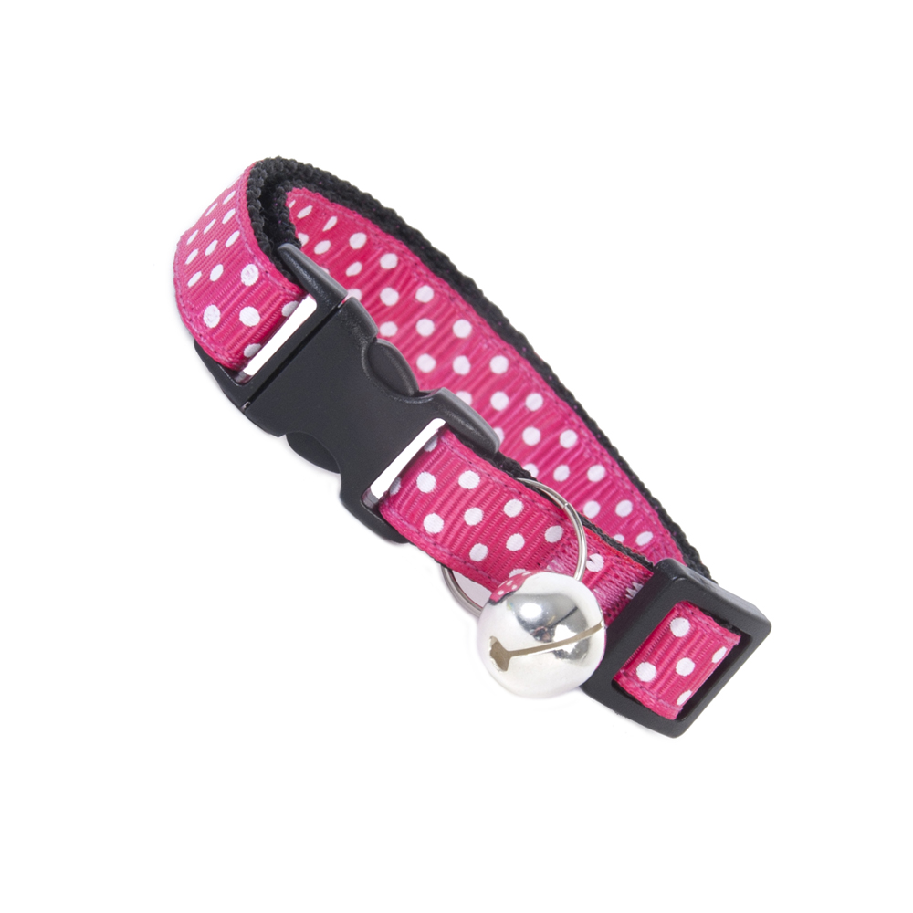 Pink Dinky Dots Cat Safety Collar | Breakaway Safety | [Removable Bell]