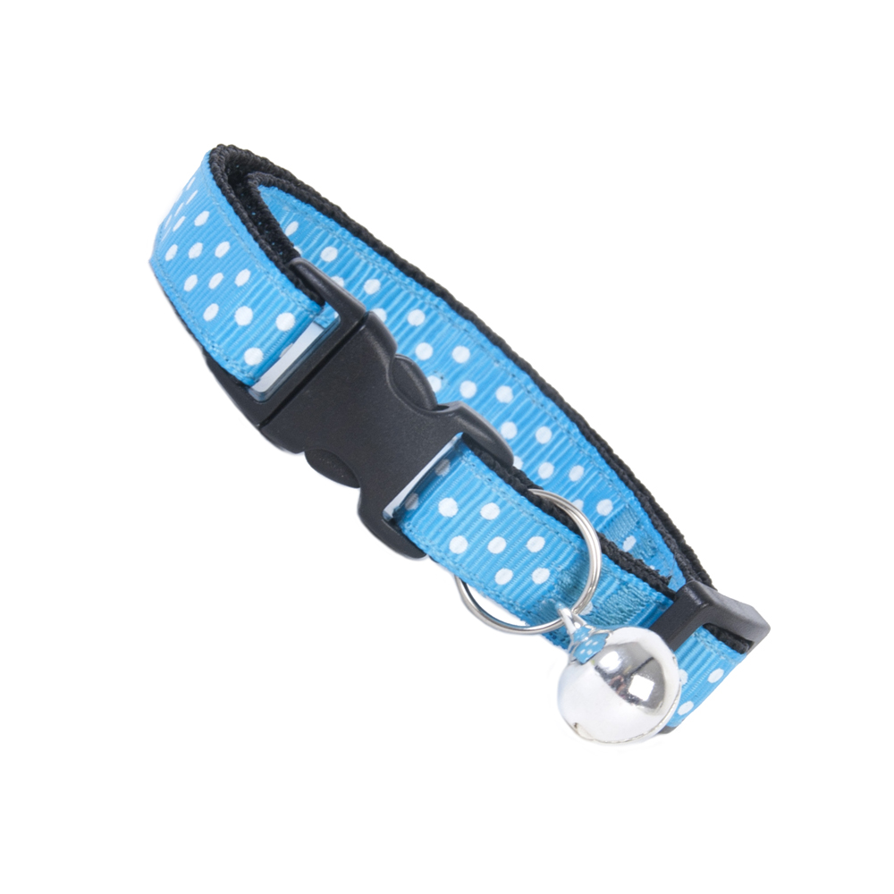 Blue Dinky Dots Cat Safety Collar | Breakaway Safety | [Removable Bell]